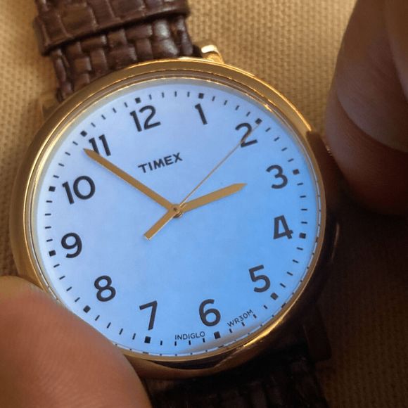 Timex | Accessories | Timex Indiglo Analog Quartz Watch Brown Leather ...